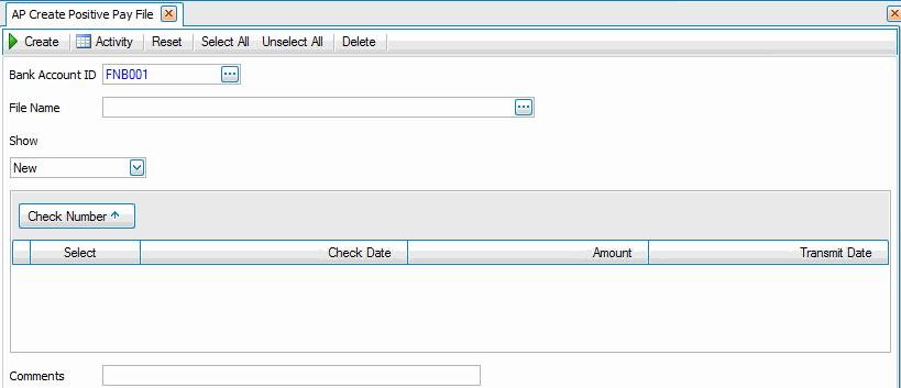 Create Positive Pay File